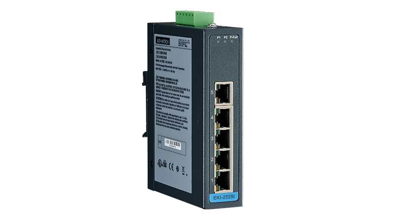 Advantech EKI-2525I-BE | 5-Port Unmanaged Industrial Ethernet Switch — Elation Industrial Store